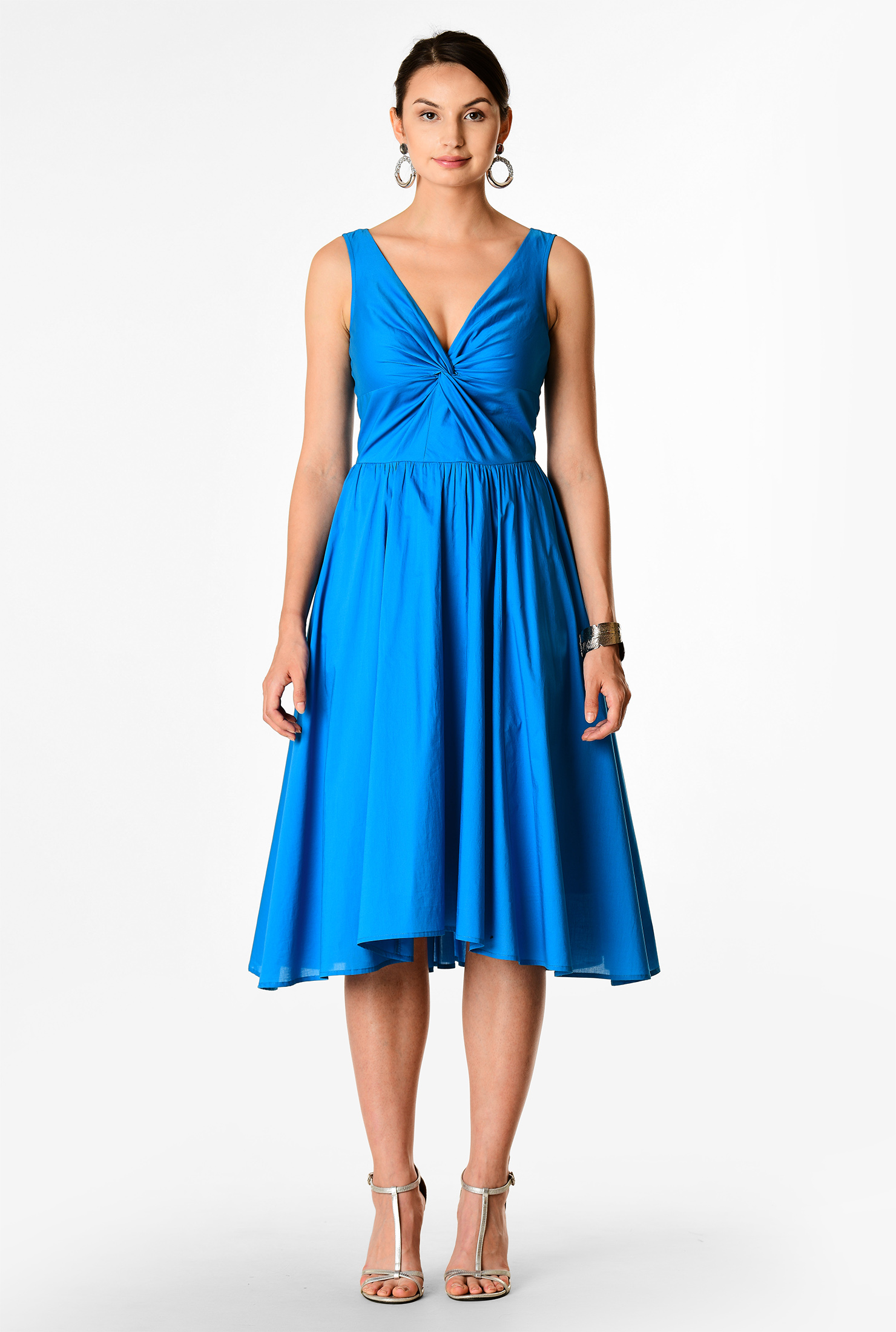 Shop Knot front cotton voile dress | eShakti