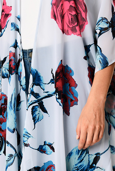 Shop Rose print georgette cover-up | eShakti