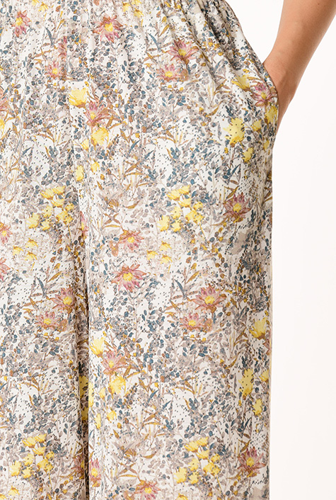 Shop Floral print cotton knit tank and palazzo pants set | eShakti