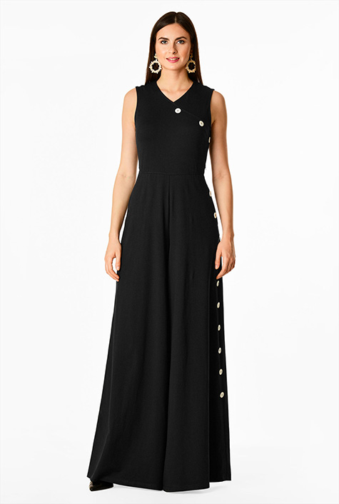 Shop Side button cotton knit jumpsuit | eShakti