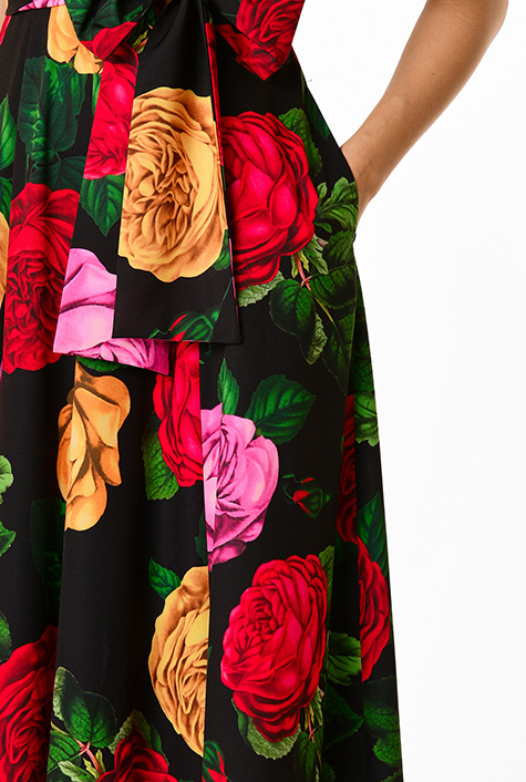 Shop Plunge floral print crepe maxi dress | eShakti