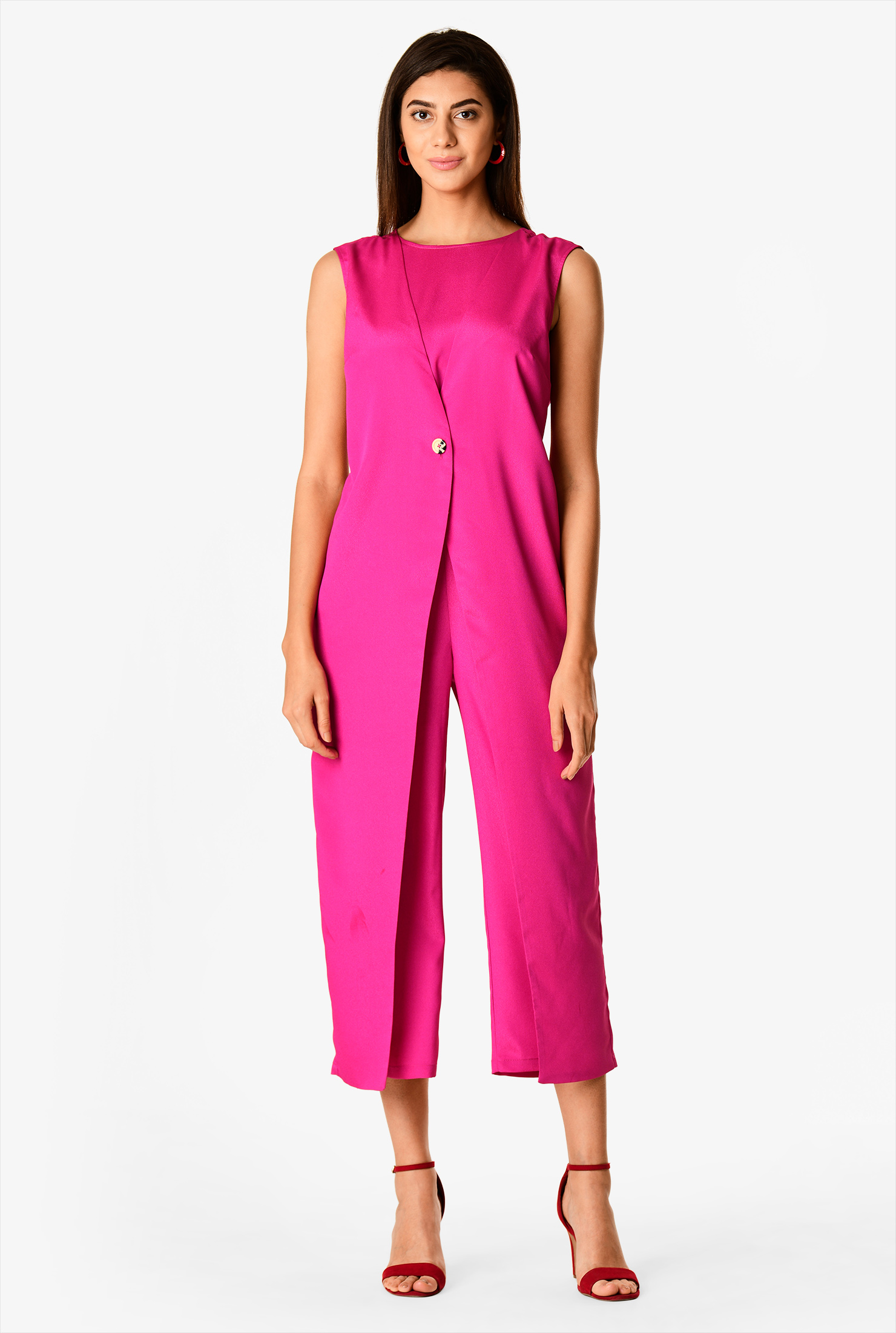 Shop Duster front crepe crop jumpsuit | eShakti