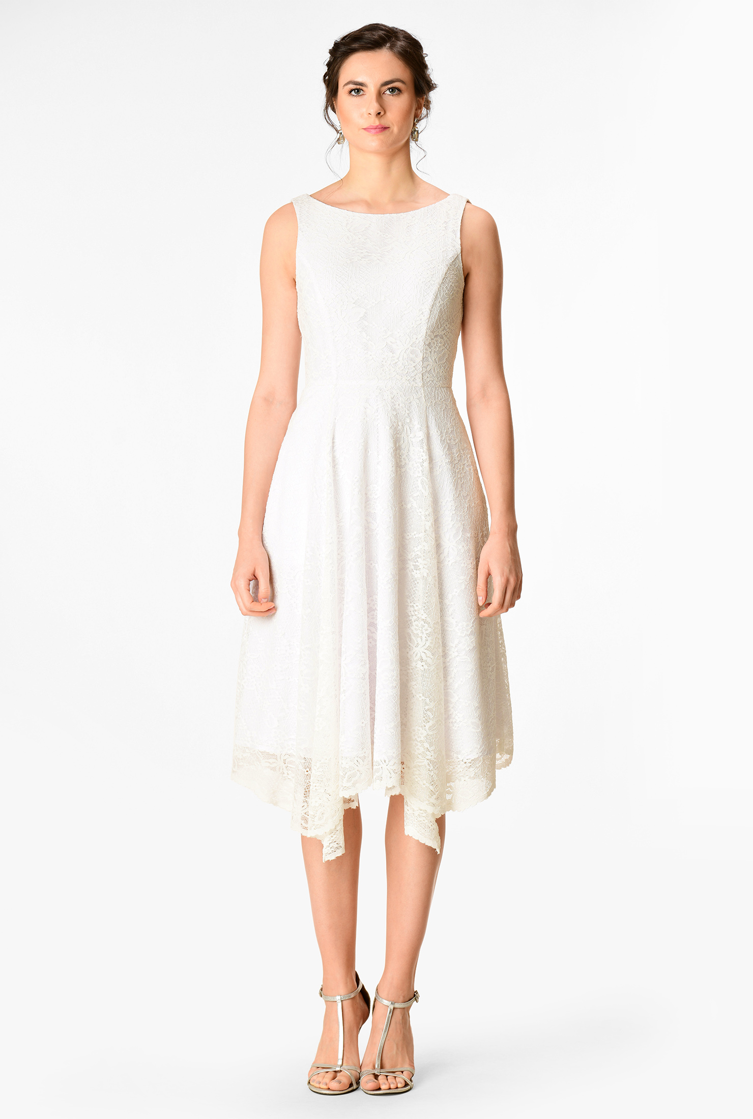 Shop Floral lace handkerchief hem dress | eShakti