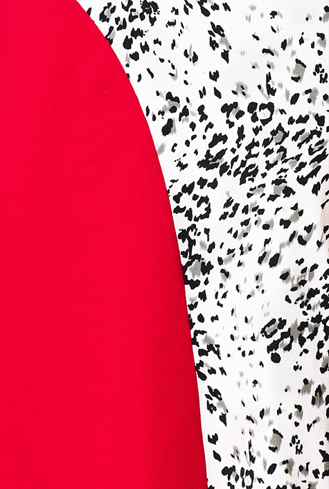 Shop Colorblock animal print cotton knit shift dress | eShakti