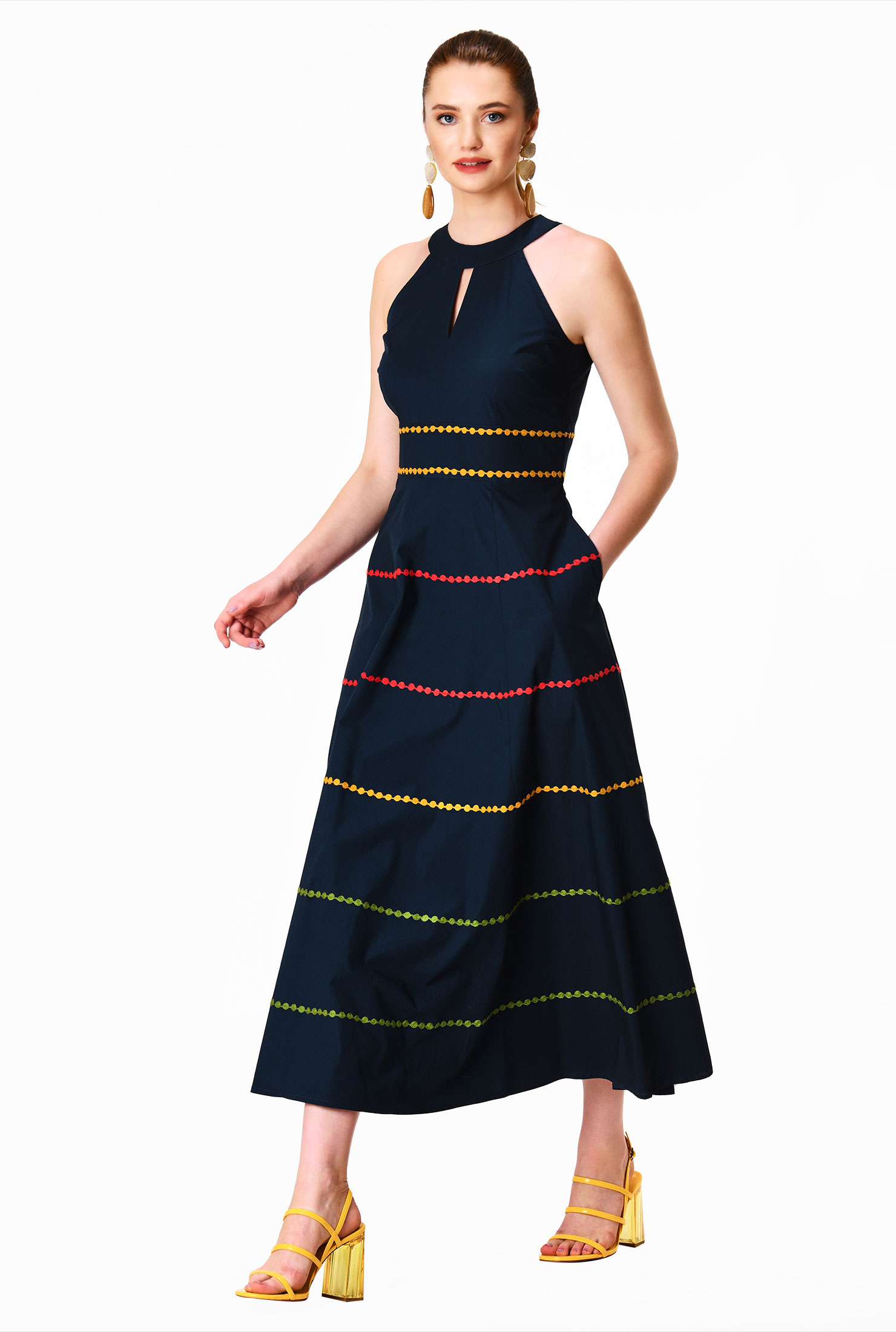 Shop Embellished tier poplin dress | eShakti