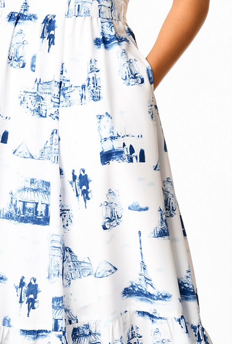 Shop Paris print crepe strapless sundress | eShakti