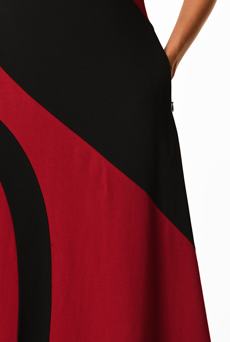 Shop Asymmetric colorblock cotton knit dress | eShakti