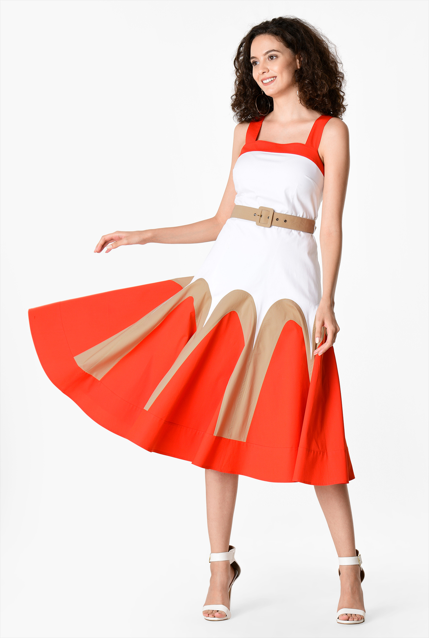 Shop Colorblock godet poplin sundress | eShakti