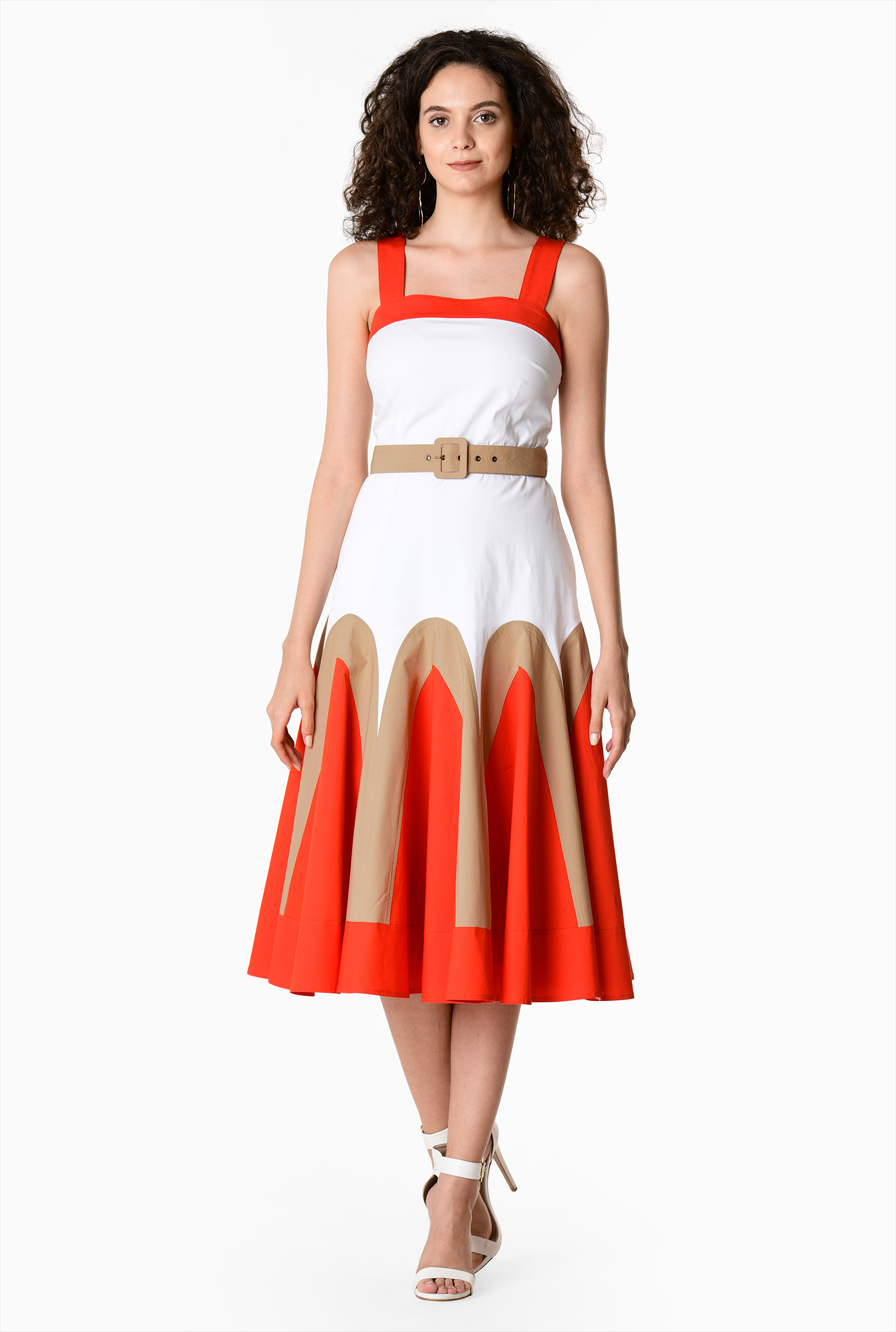 Shop Colorblock godet poplin sundress | eShakti