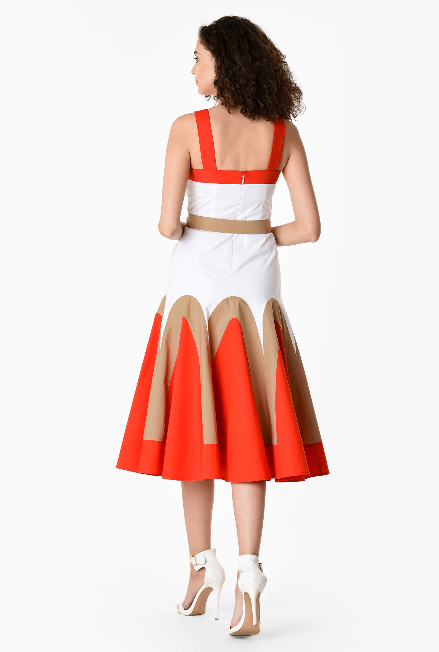 Shop Colorblock godet poplin sundress | eShakti