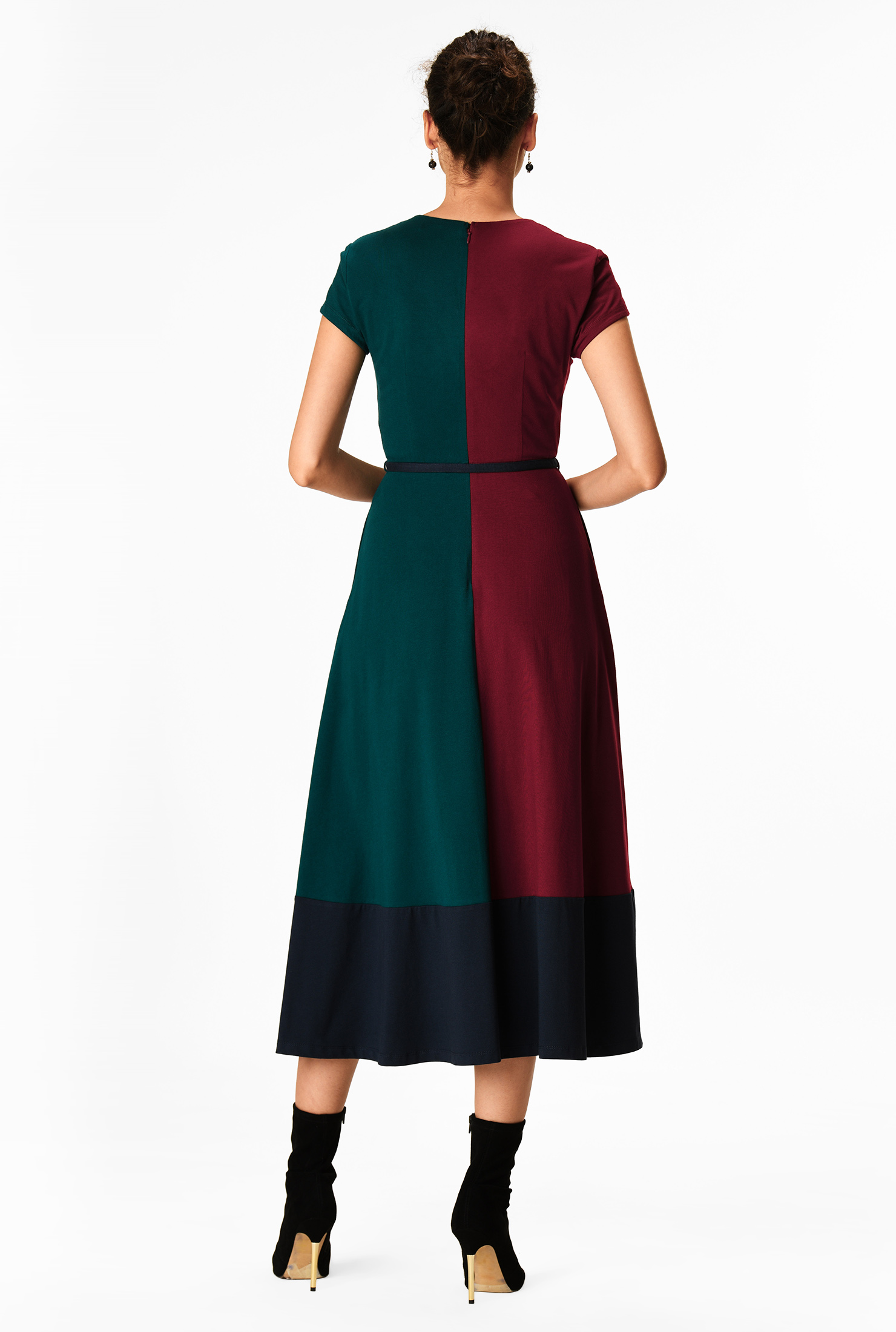 Shop Colorblock cotton knit dress | eShakti