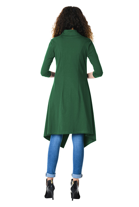 Shop Cowl neck cotton knit asymmetric wrap tunic | eShakti