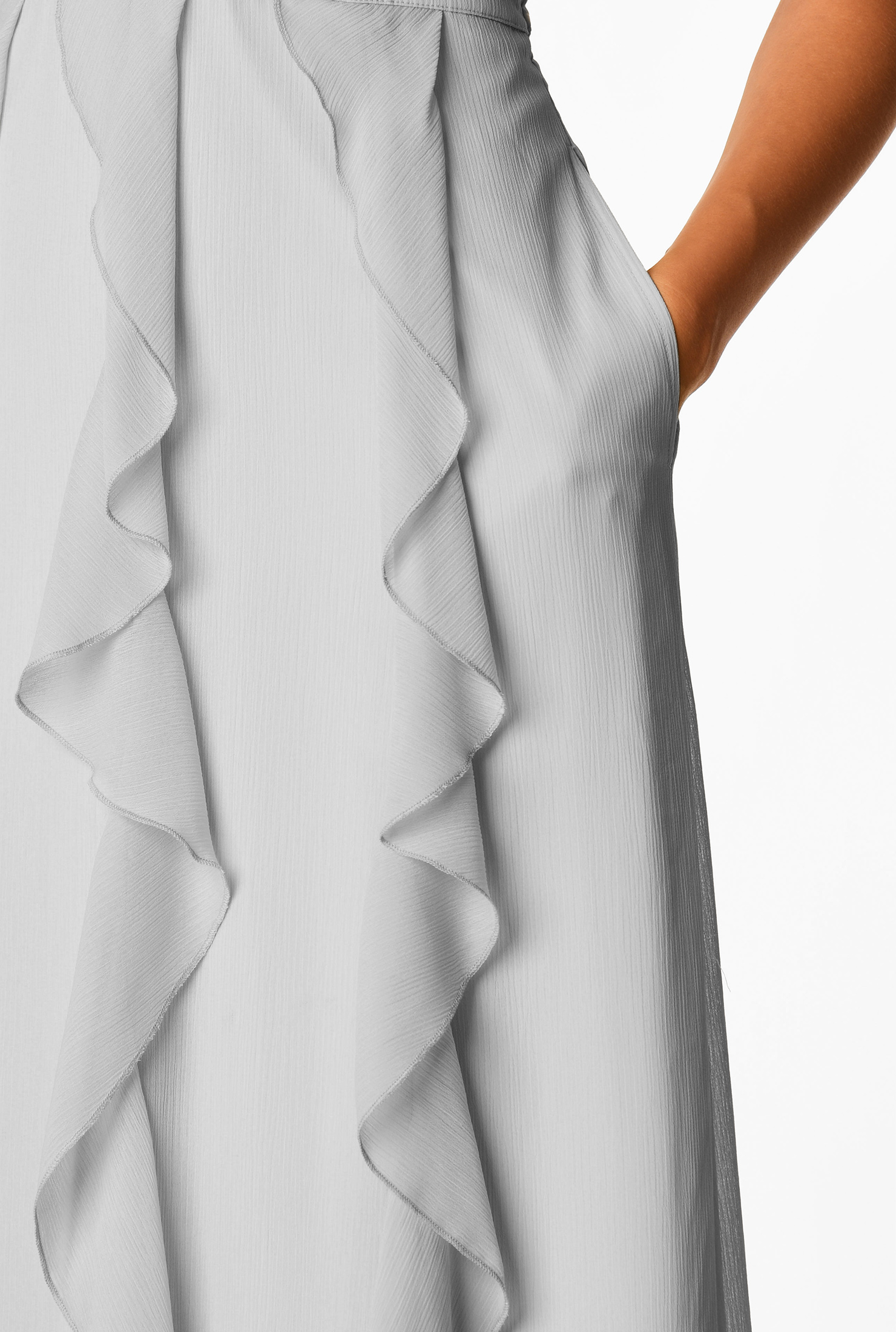 Shop Ruffle cascade surplice chiffon maxi dress | eShakti