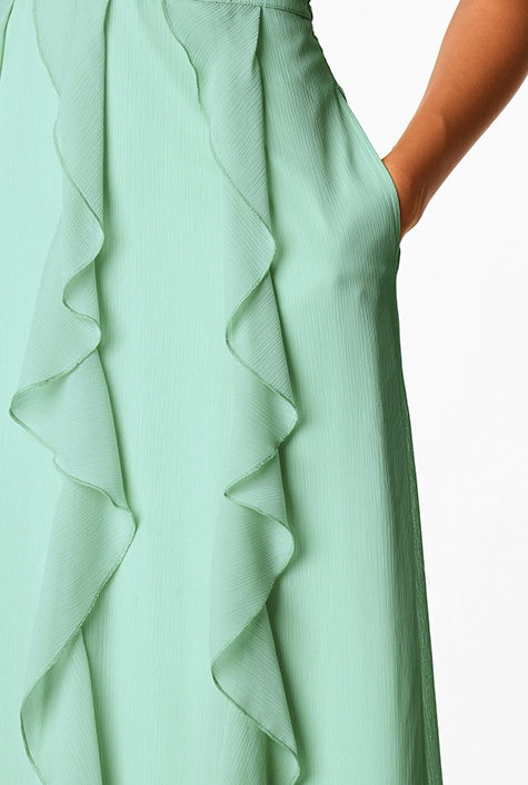 Shop Ruffle cascade surplice chiffon maxi dress | eShakti