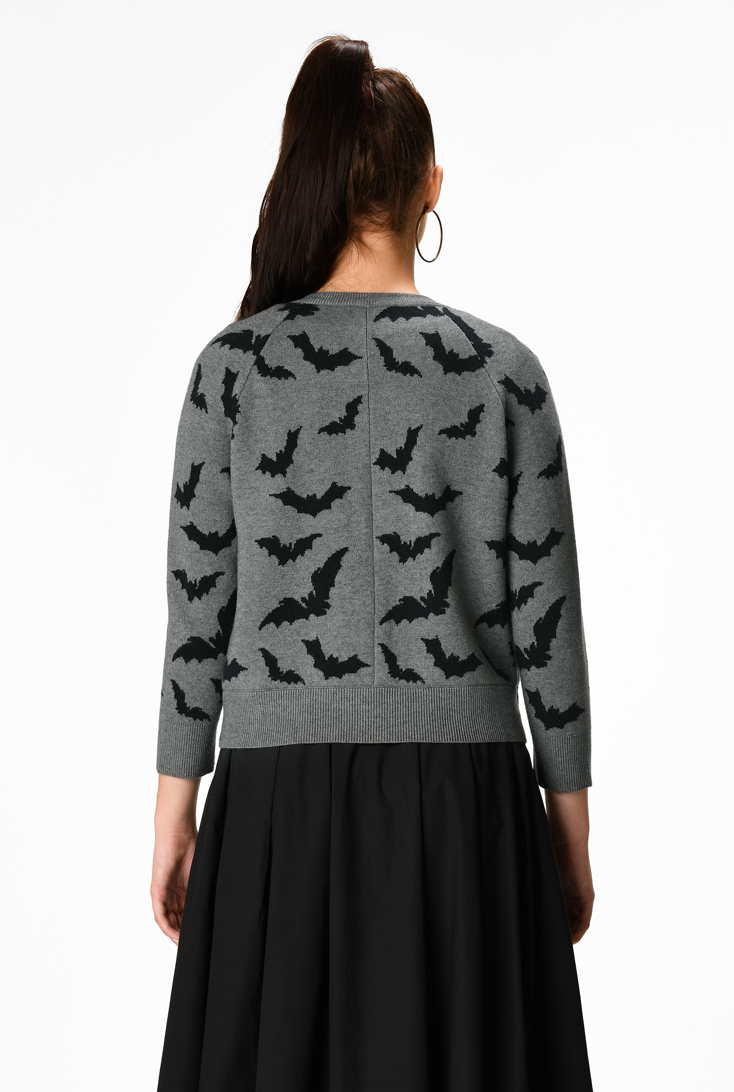 Shop Bat jacquard sweater knit cardigan | eShakti