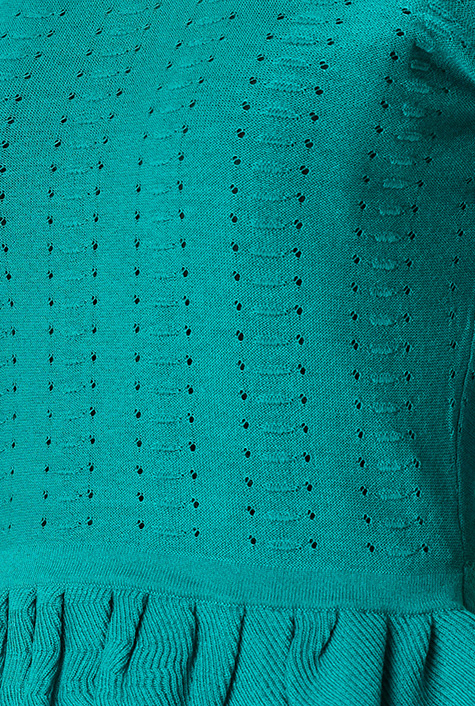 Shop Ruffle cuff pointelle wool blend knit top | eShakti