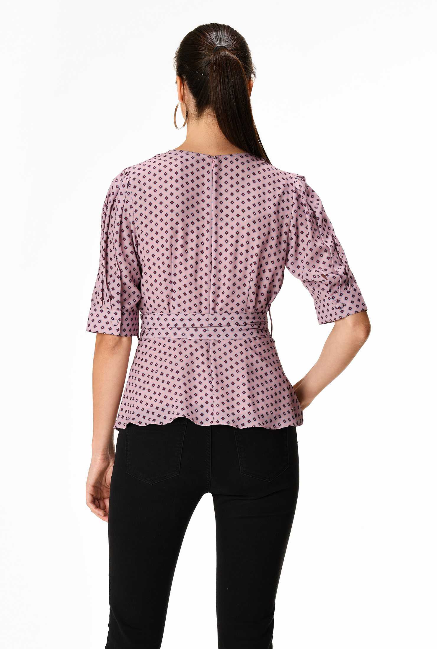 Shop Diamond print crepe peplum blouse | eShakti