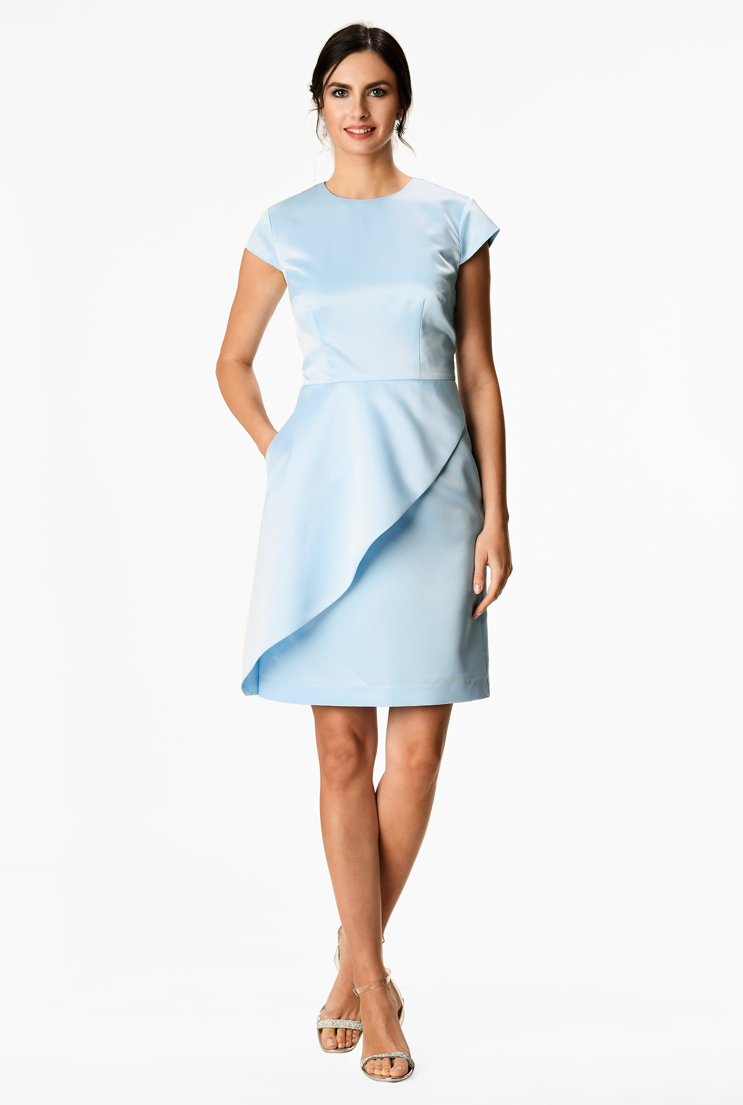 Shop Cutout back satin cascade dress | eShakti