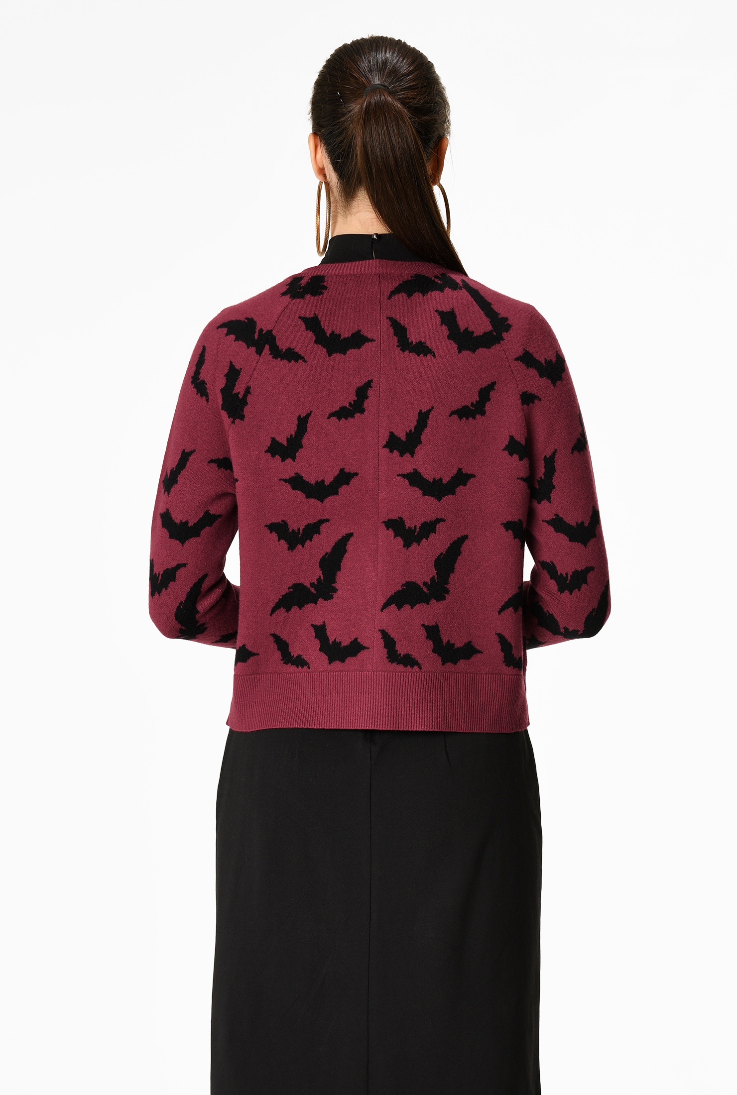 Shop Bat jacquard sweater knit cardigan | eShakti