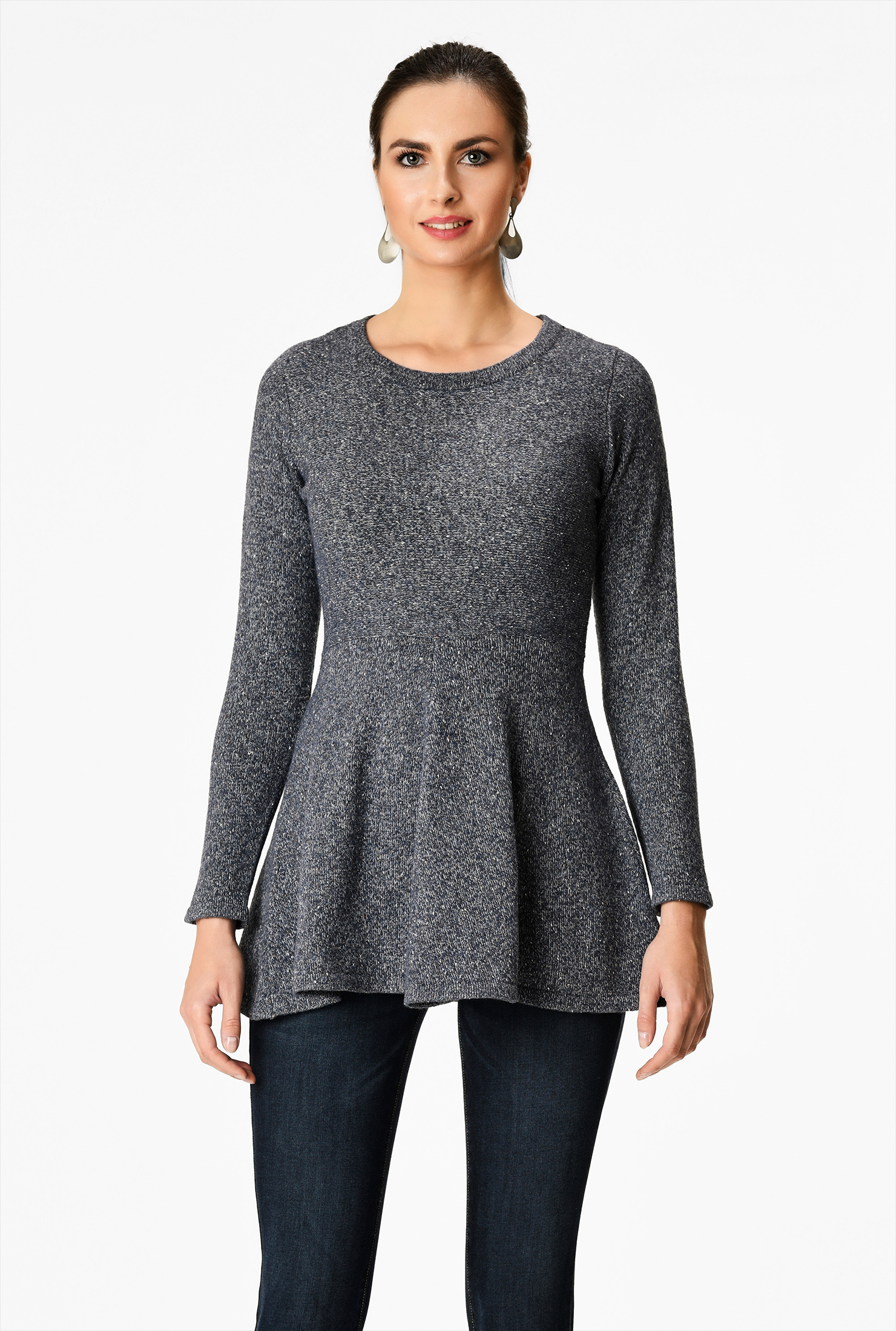 Shop Wool blend peplum sweater | eShakti