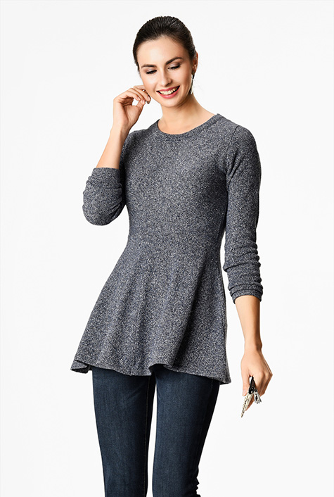Shop Wool blend peplum sweater | eShakti