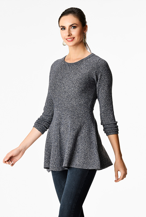 Shop Wool blend peplum sweater | eShakti