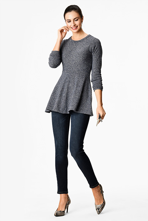 Shop Wool blend peplum sweater | eShakti