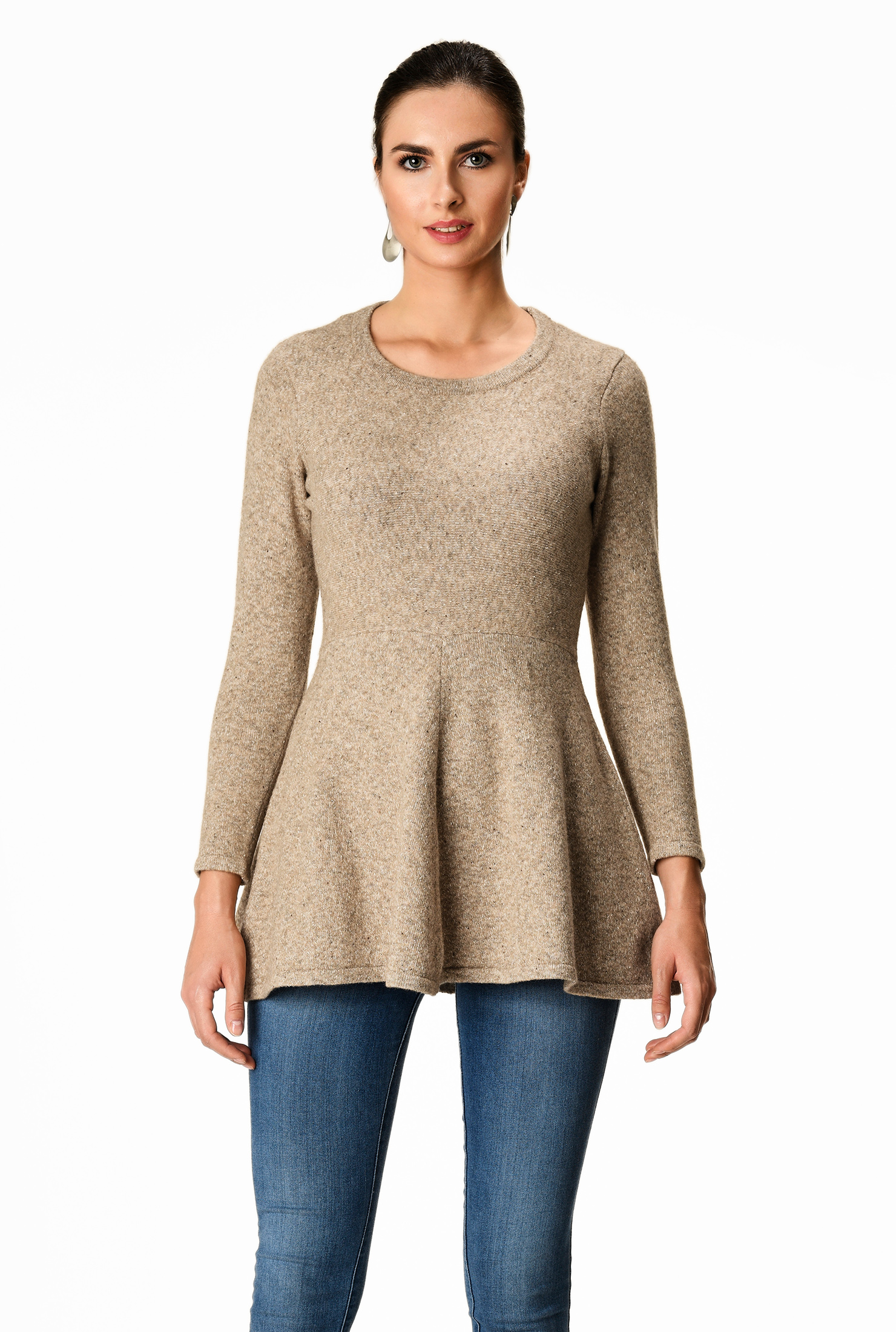 Shop Wool blend peplum sweater | eShakti