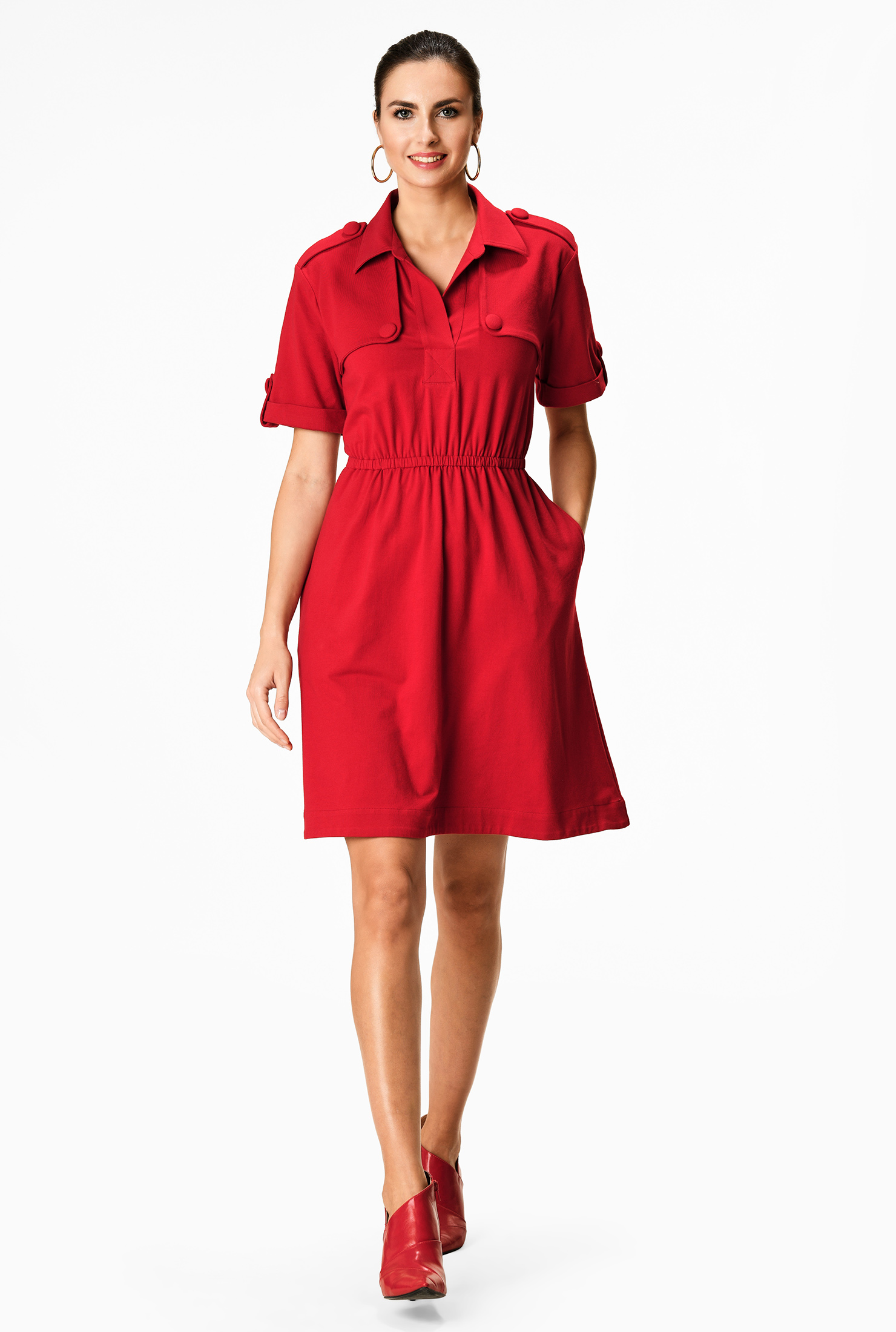 Shop Utility style cotton knit shirtdress | eShakti