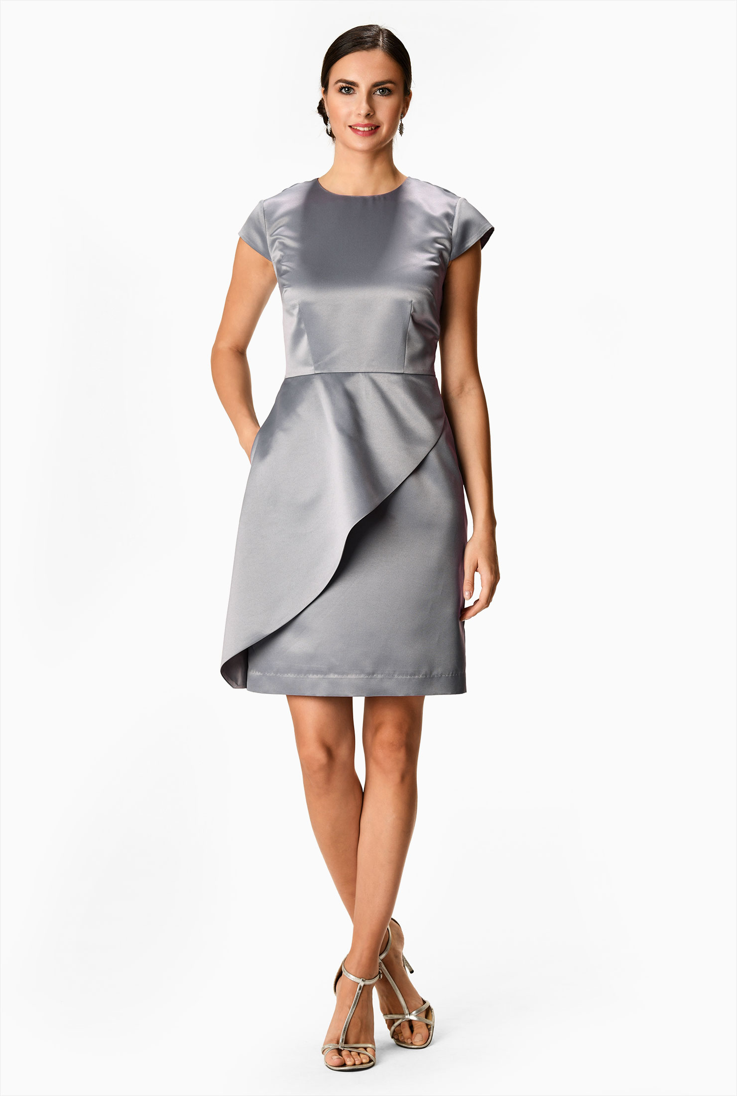 Shop Cutout back satin cascade dress | eShakti