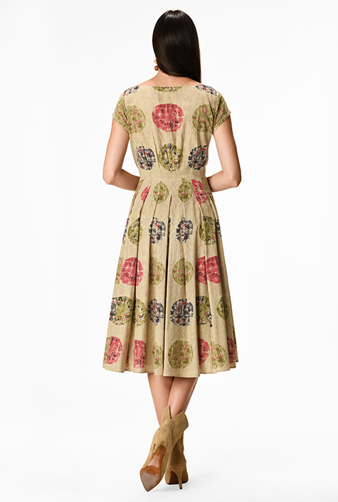 Shop Graphic print cotton release pleat dress | eShakti