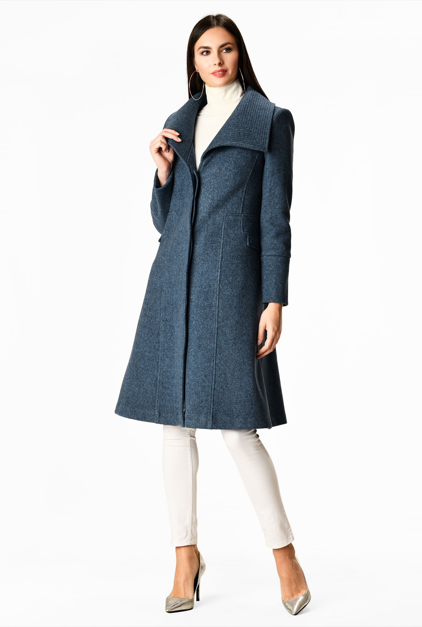 Shop Envelope collar wool blend coat | eShakti