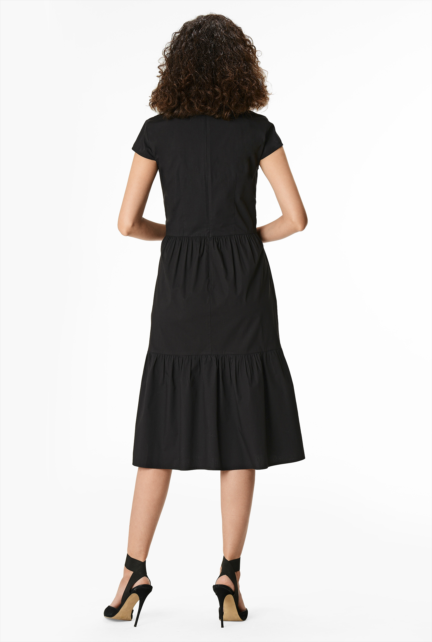 Shop Floral embellished cotton poplin ruffle flounce dress | eShakti