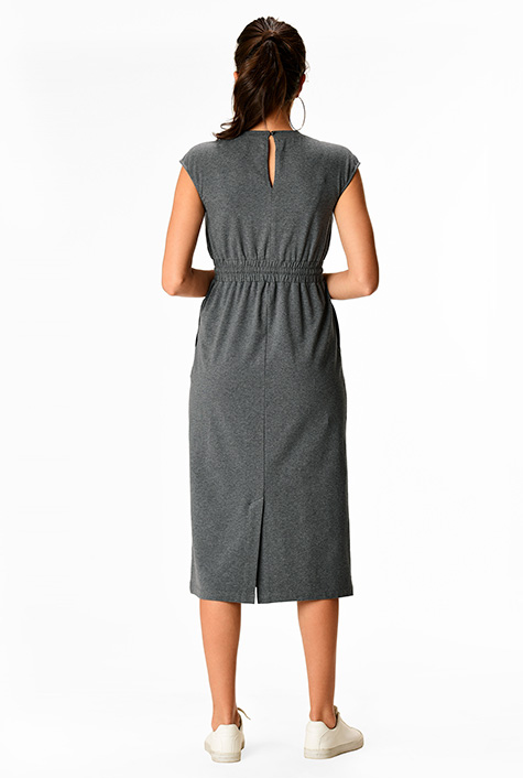 Shop Drawstring waist cotton knit dress | eShakti