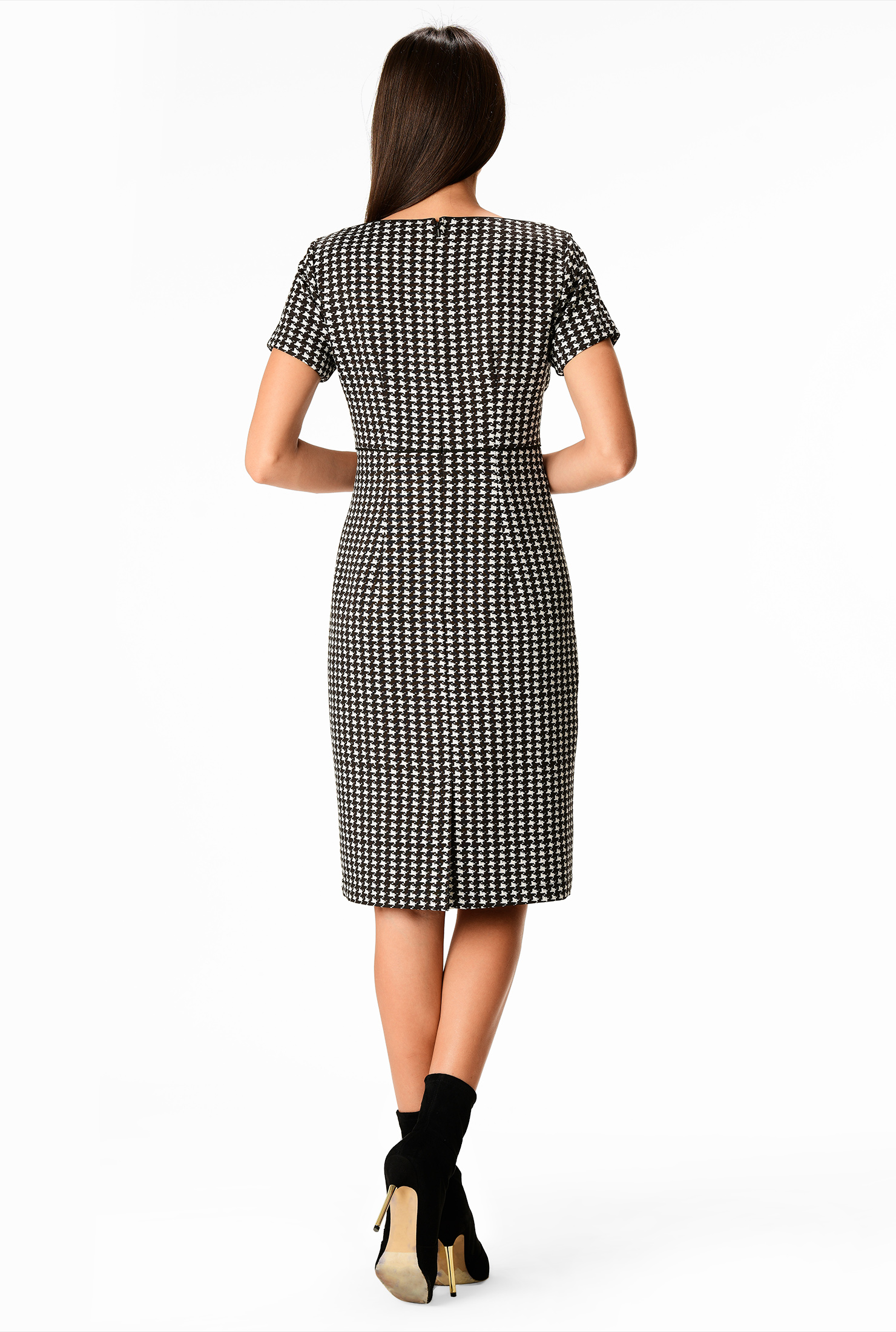 Shop Houndstooth print twill sheath dress | eShakti