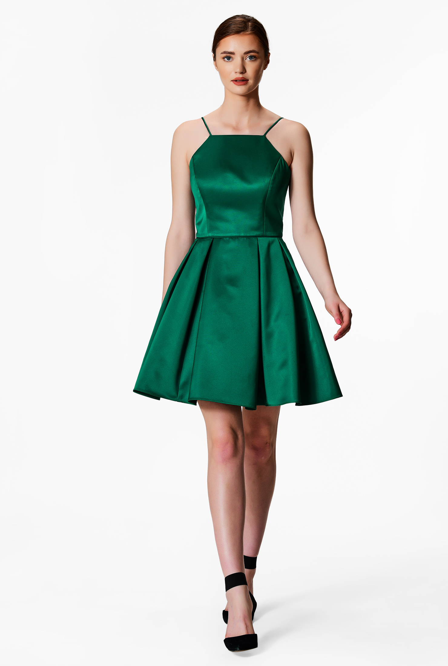 Shop Tie strap taffeta satin dress | eShakti