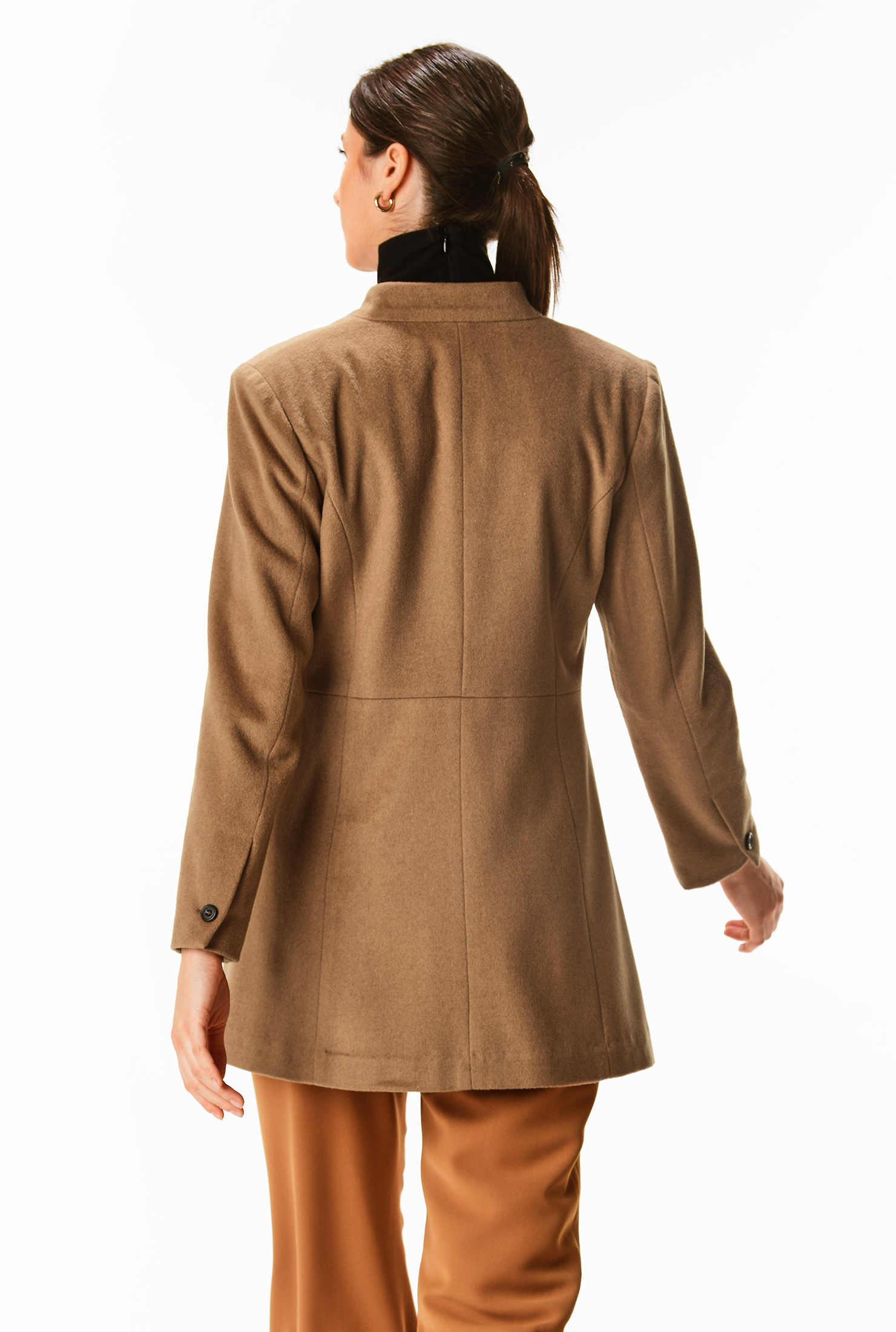 Shop Inverted collar wool blend long jacket | eShakti