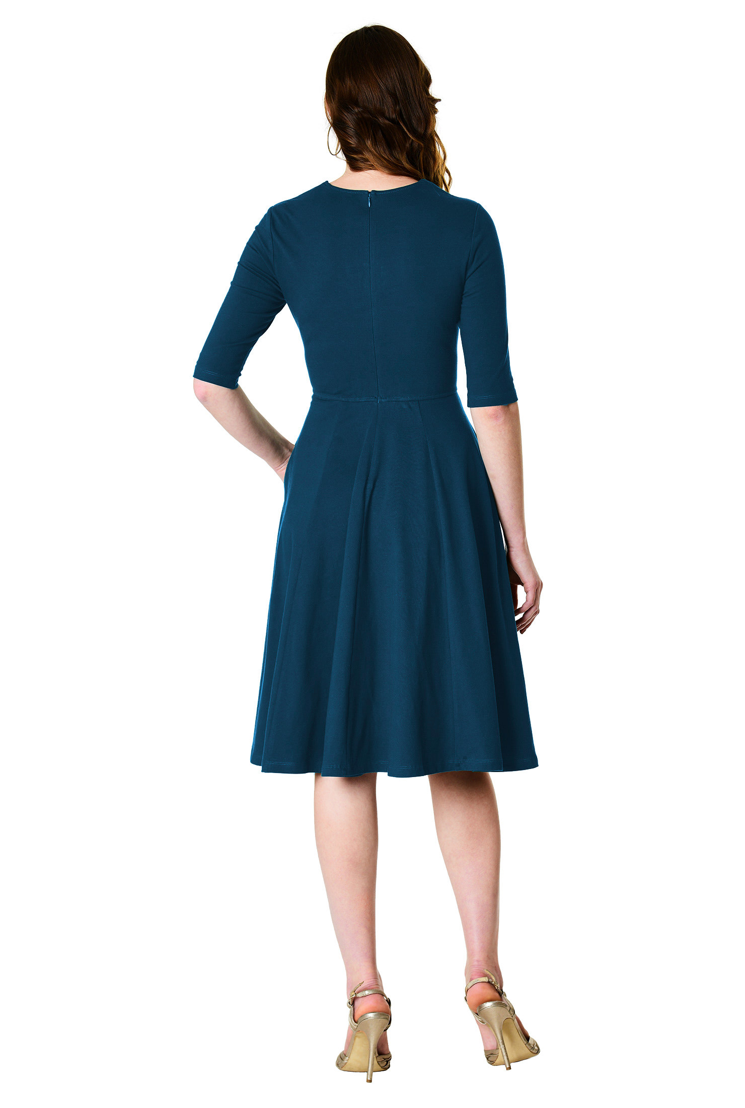 Shop Sweetheart cotton knit fit-and-flare dress | eShakti