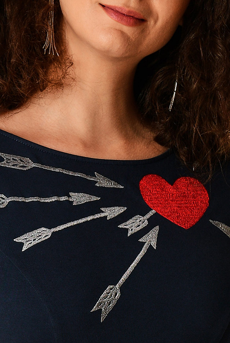 Shop Cupids arrow embellished cotton knit dress | eShakti