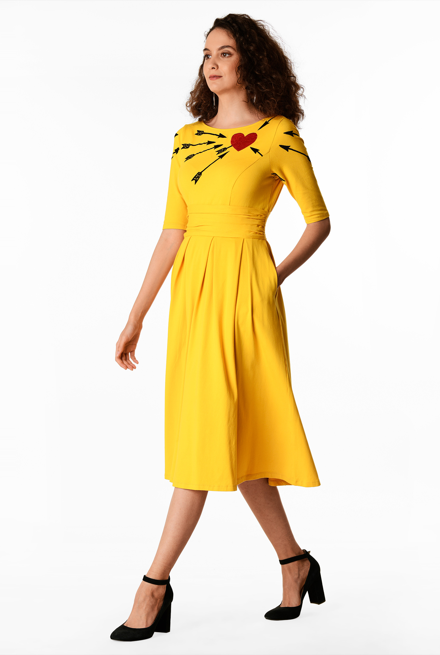 Shop Cupids arrow embellished cotton knit dress | eShakti