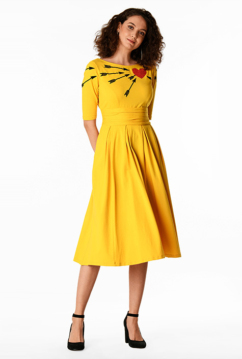 Shop Cupids arrow embellished cotton knit dress | eShakti