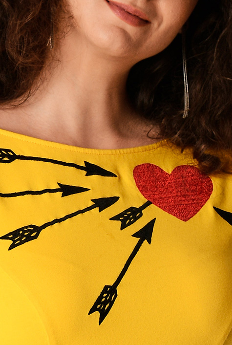 Shop Cupids arrow embellished cotton knit dress | eShakti