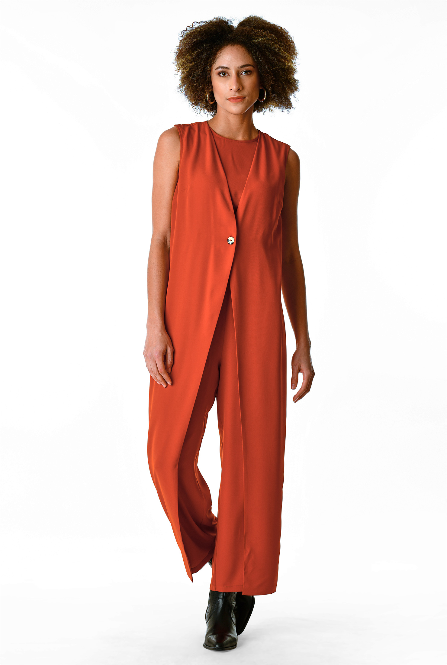 Shop Duster front crepe crop jumpsuit | eShakti
