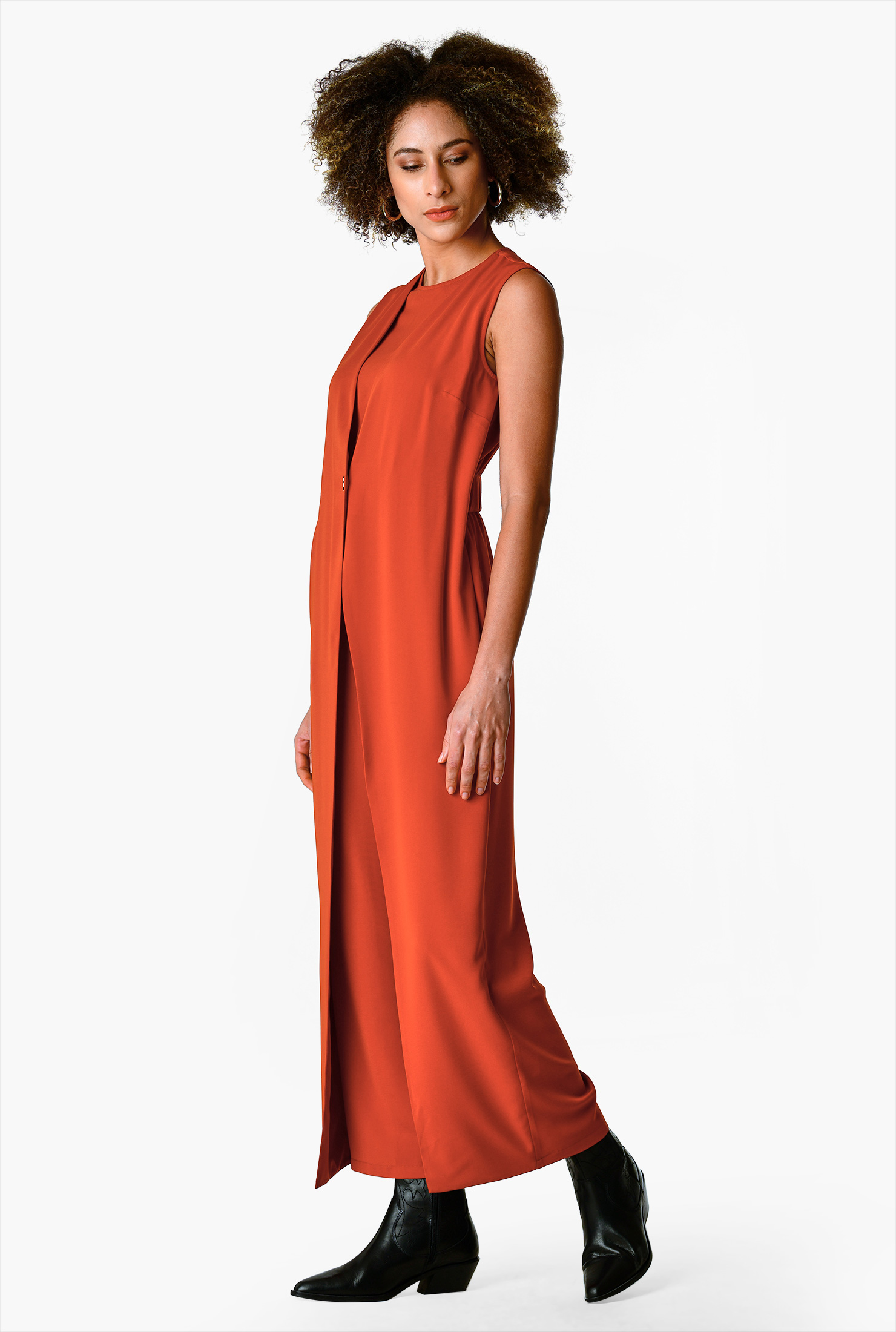 Shop Duster front crepe crop jumpsuit | eShakti