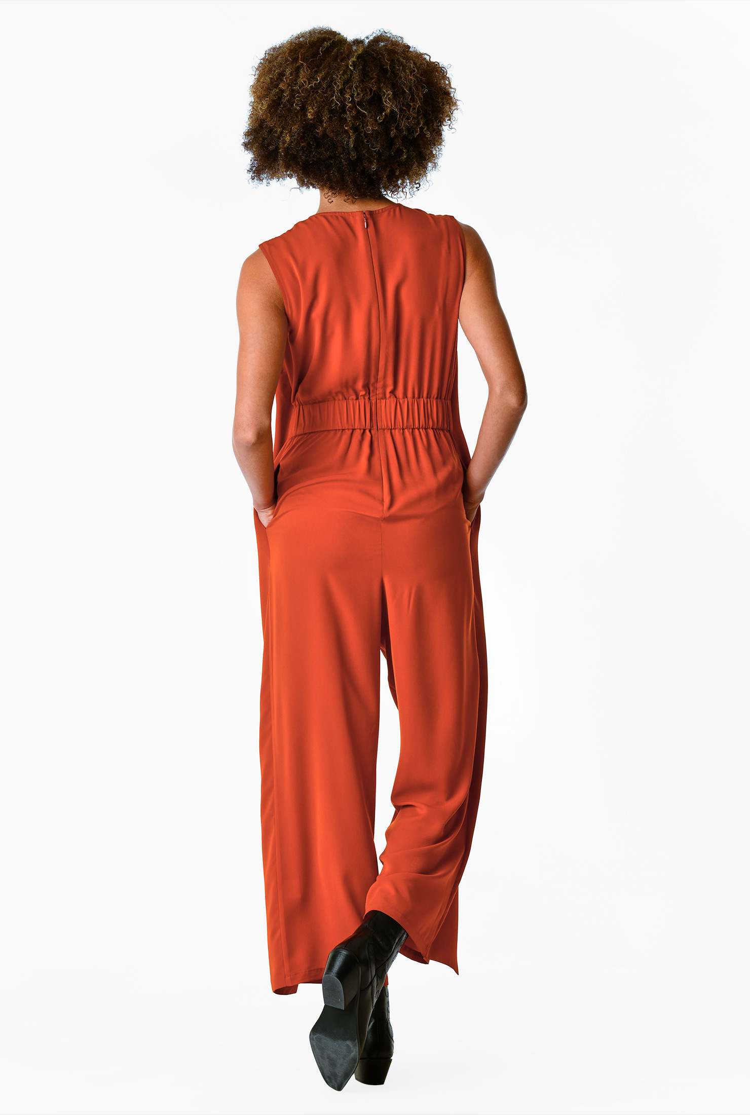 Shop Duster front crepe crop jumpsuit | eShakti
