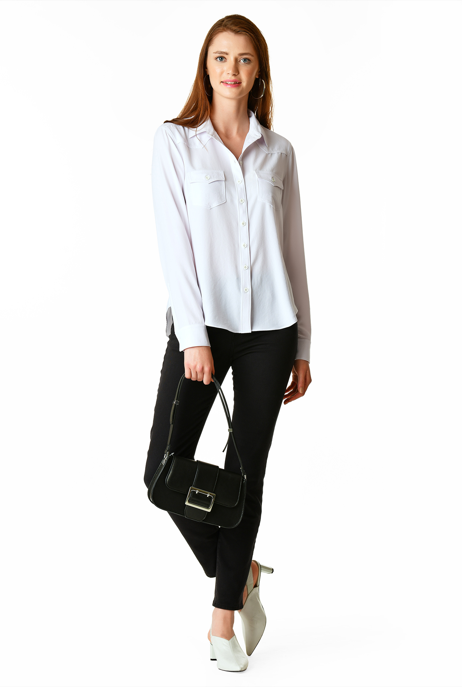 Shop Drapey twill crepe shirt | eShakti