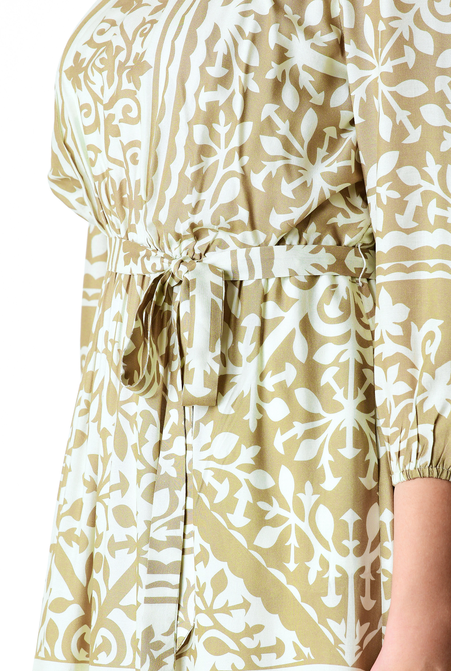 Shop Ruched tile print elastic waist dress | eShakti