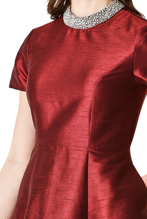 Shop Pearl bead embellished dupioni dress | eShakti