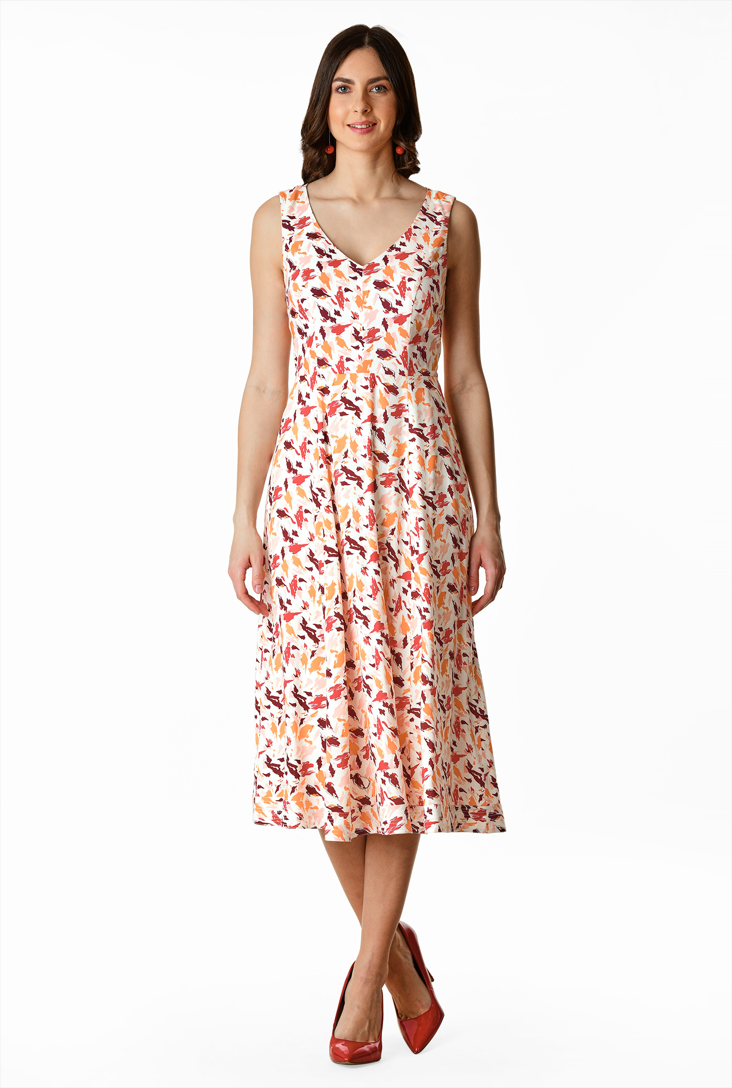 Shop Graphic print trapunto trim dress | eShakti
