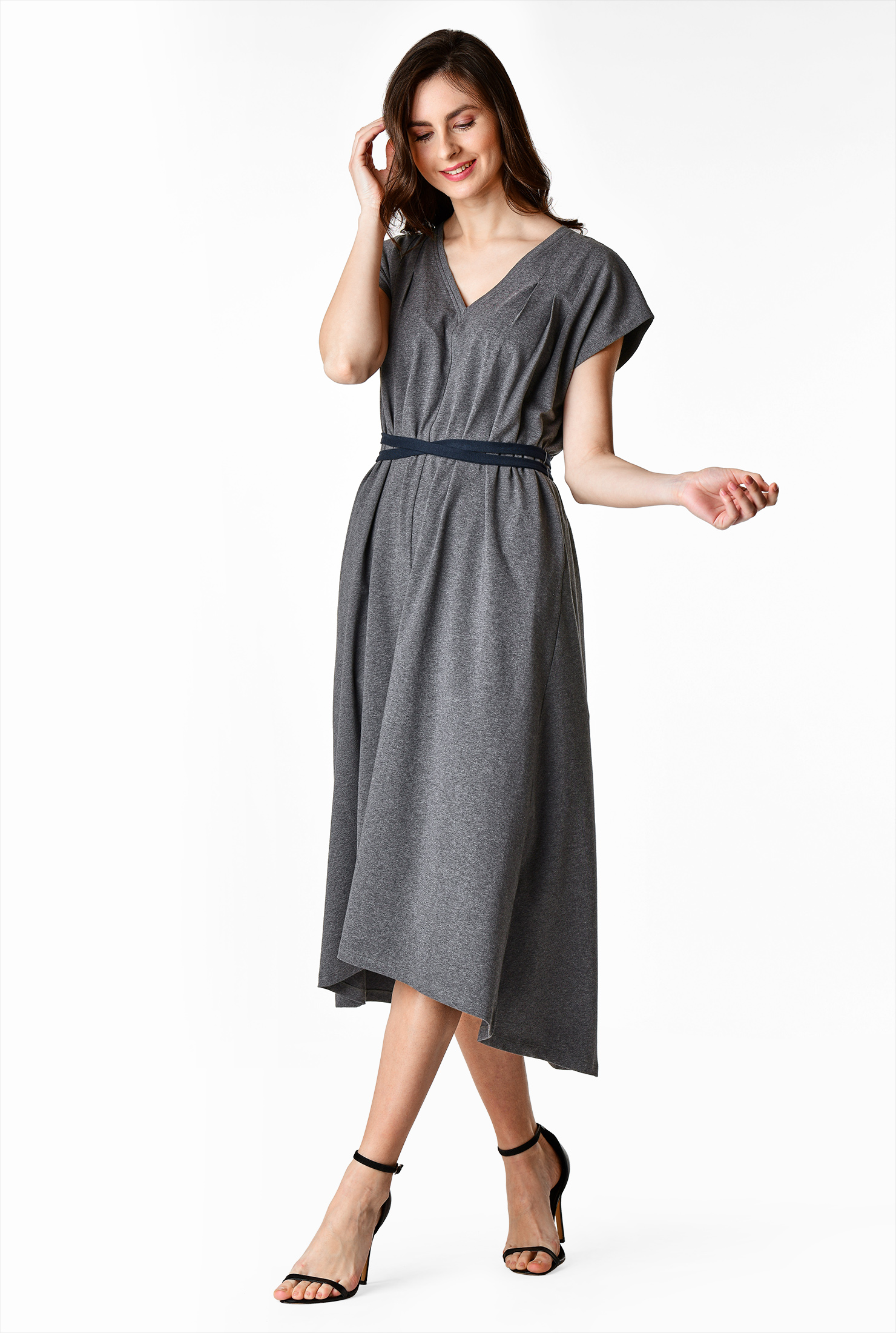 Shop High-low cotton knit shift dress | eShakti